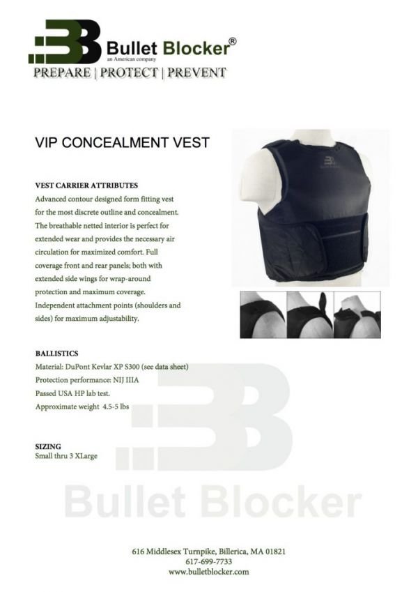 Bulletproof VIP Soft Armor Concealment Vest- NIJ IIIA Protection ...